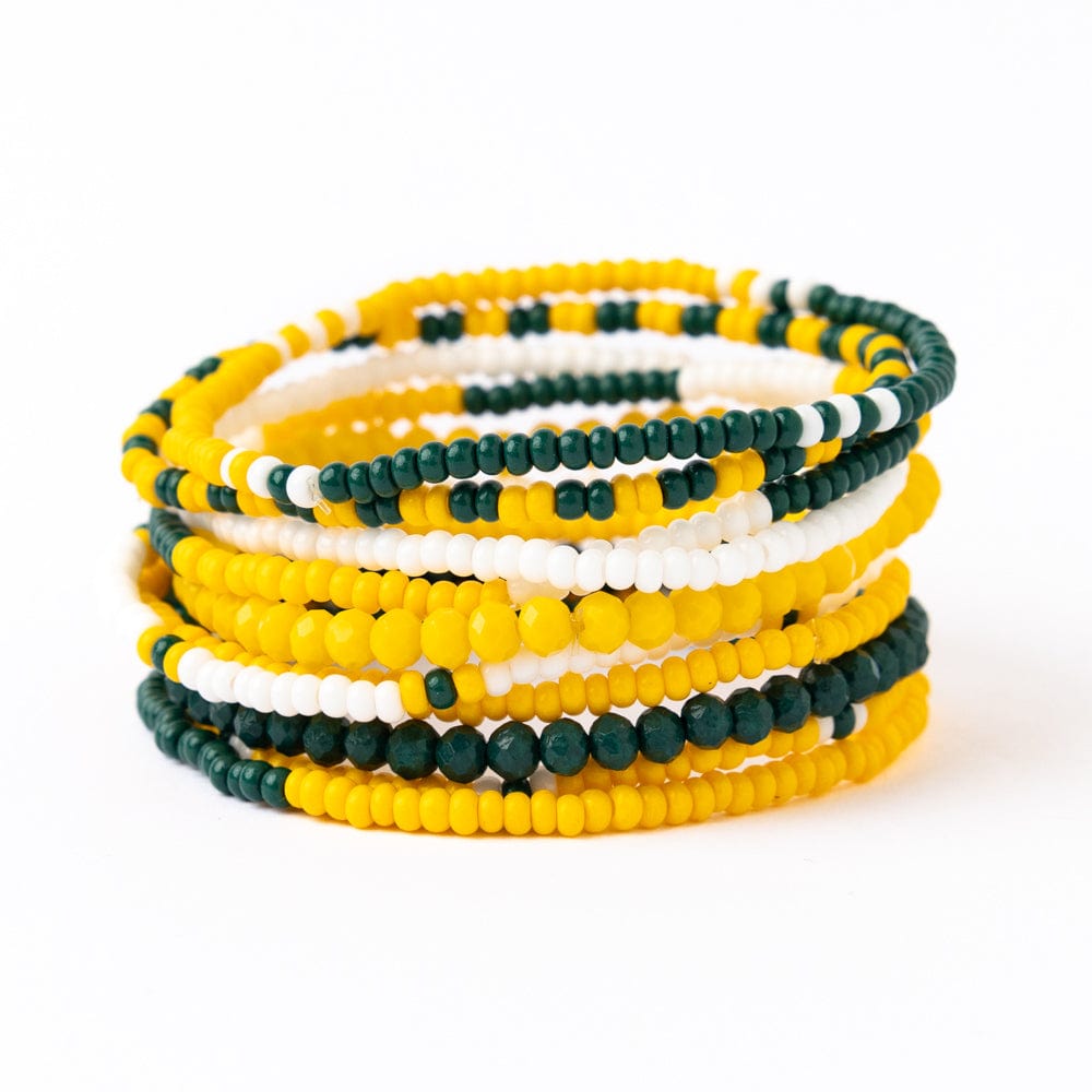 Game Day Color Block Beaded 10 Strand Stretch Bracelet Set Green and Y – INK+ALLOY, LLC