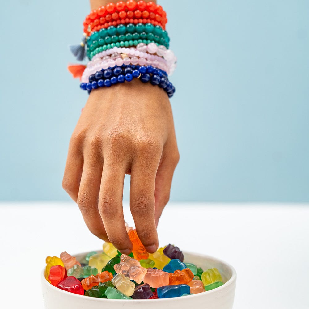 Addison Set Of 3 Stretch Bracelets Glass And Crystal With Bag Teal Gre ...