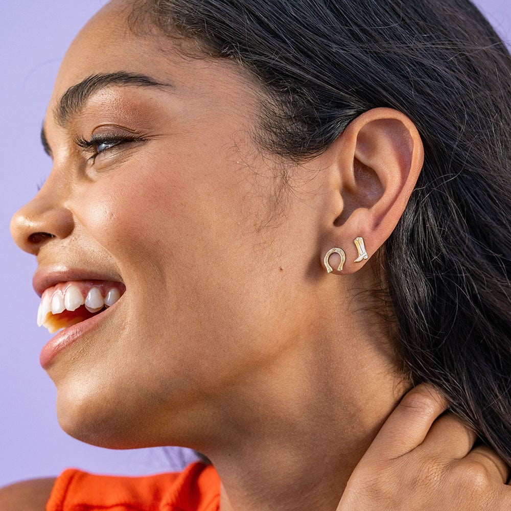 Alice Horseshoe Brass Post Earrings Brass – INK+ALLOY, LLC