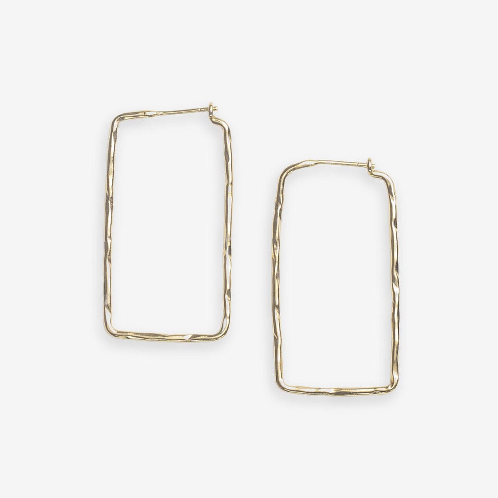 Athena Rectangle Bar Thin Hoop Minimalist Earrings Brass – INK+ALLOY, LLC