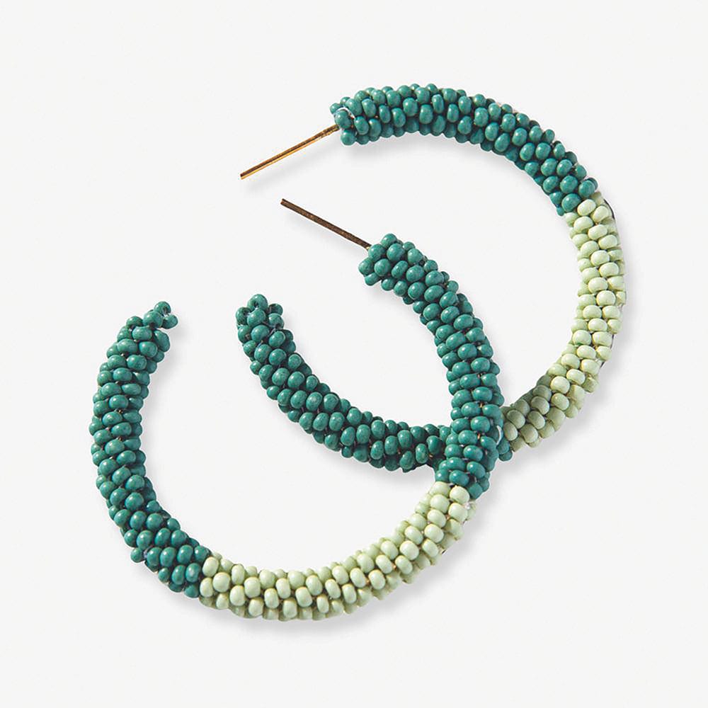 Cammy Color Block Beaded Hoop Earrings Teal and Mint – INK+ALLOY LLC