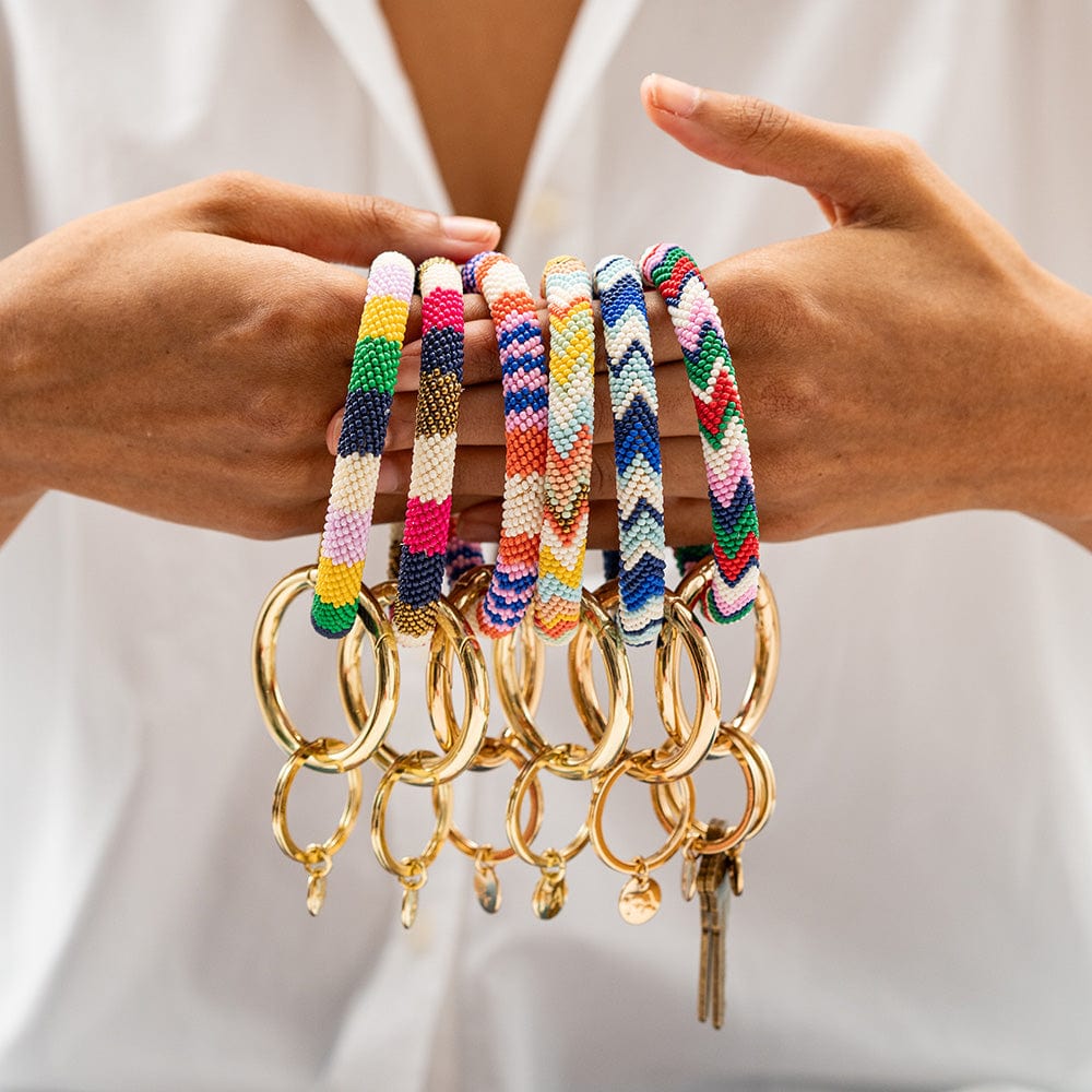 Chloe Chevron Stripe Key Ring Green Red Navy Pink – INK+ALLOY, LLC