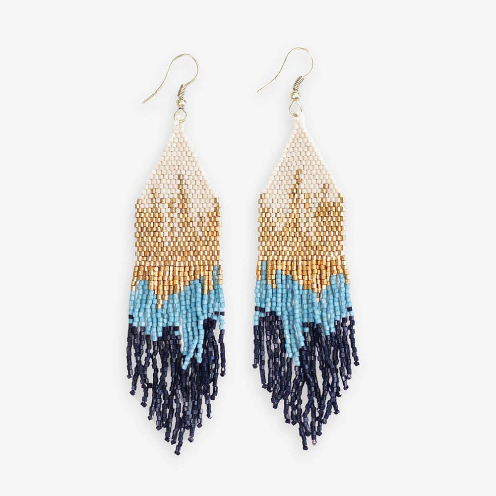 Claire Ombre Beaded Fringe Earrings Blue – INK+ALLOY, LLC