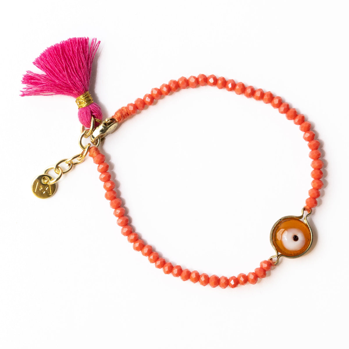 Emma Crystal Third Eye Bracelet With Clasp And Extension Coral – INK ...