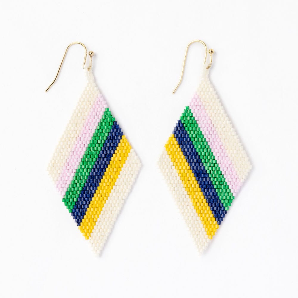 Frida Diagonal Uniform Stripe Beaded Earrings Lavender Green – INK ...