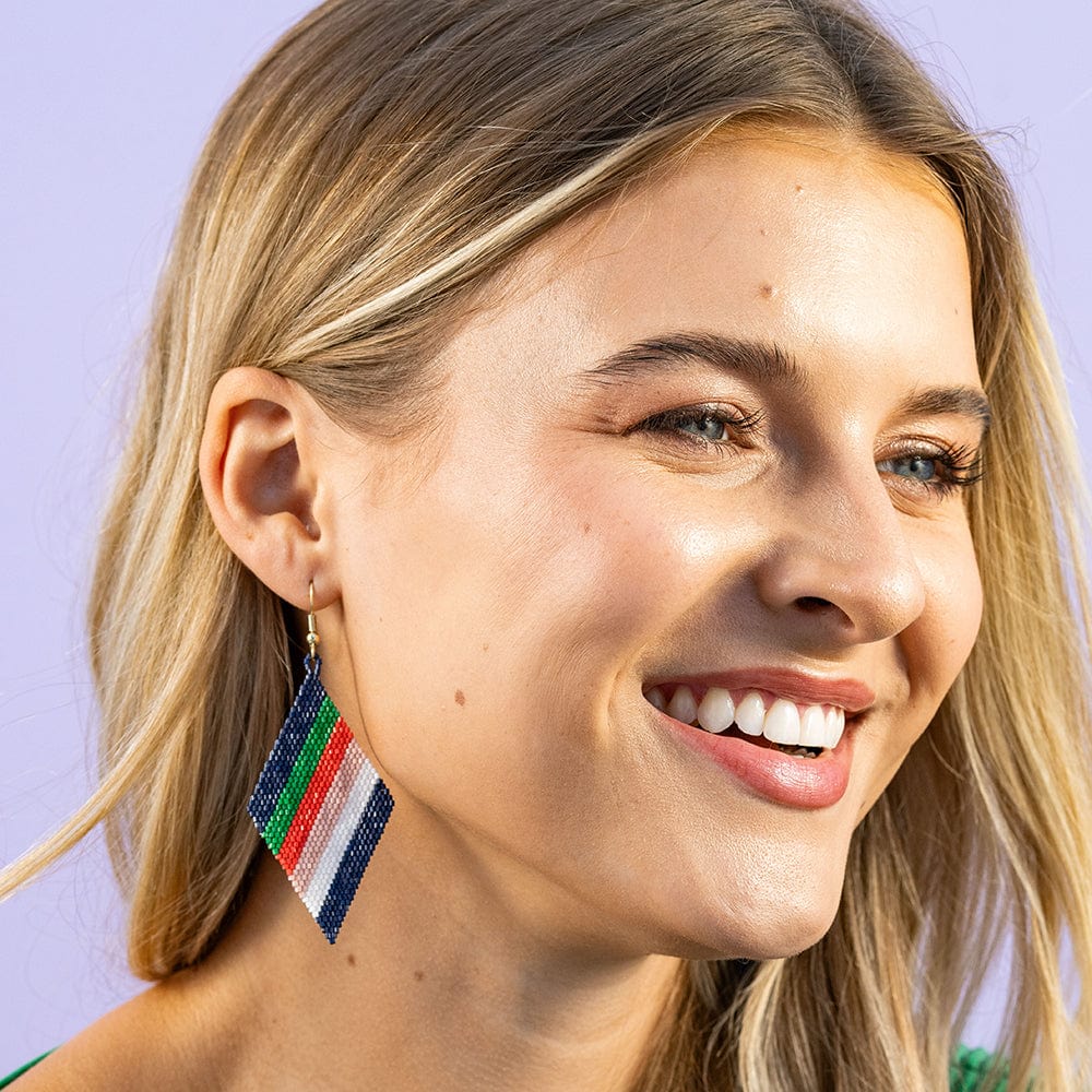 Frida Diagonal Uniform Stripe Beaded Earrings St. Tropez- INK+ALLOY ...