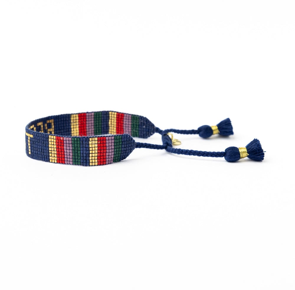 Gabby "Resist" Adjustable Beaded Bracelet Blue – INK+ALLOY LLC