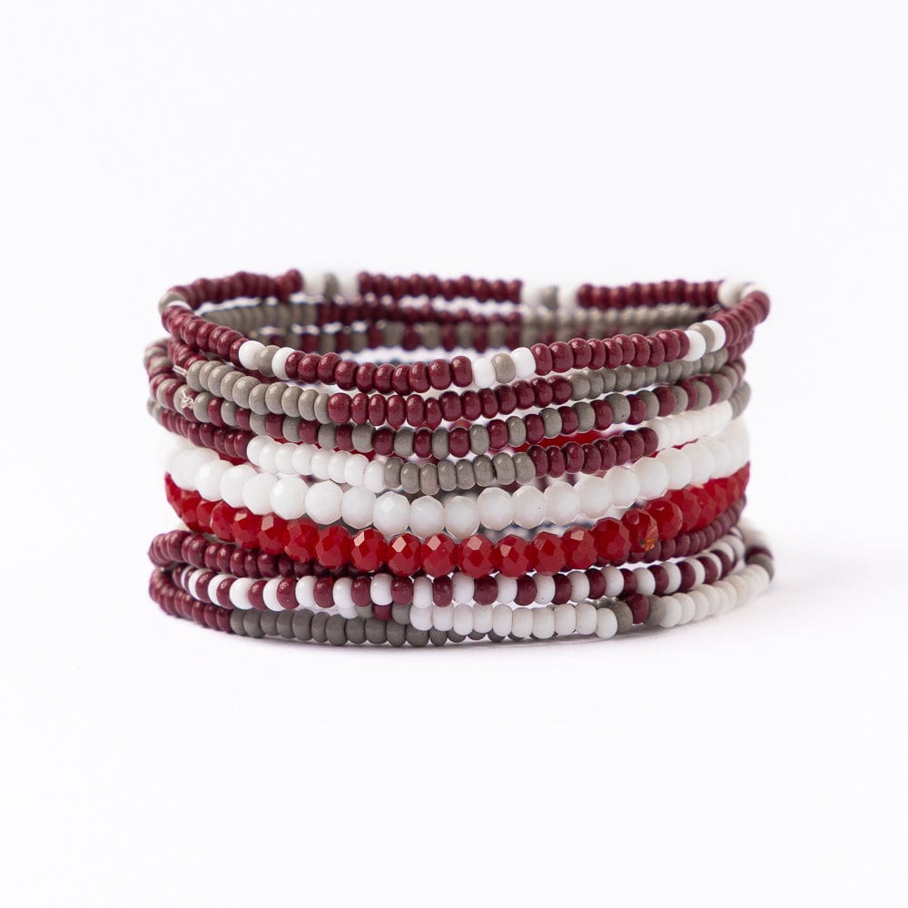 Game Day Beaded 10 Strand Stretch Bracelet Set Maroon + White – INK ...