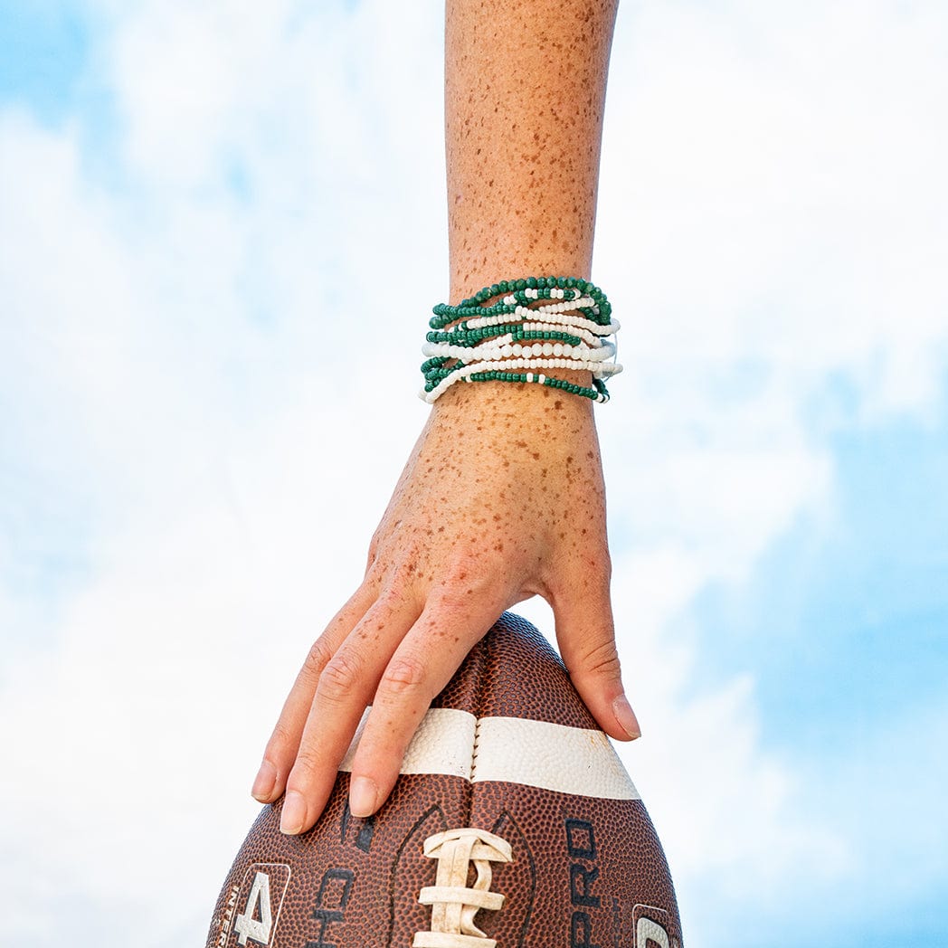 Game Day Color Block Beaded 10 Strand Stretch Bracelet Set Dark Green – INK+ALLOY, LLC