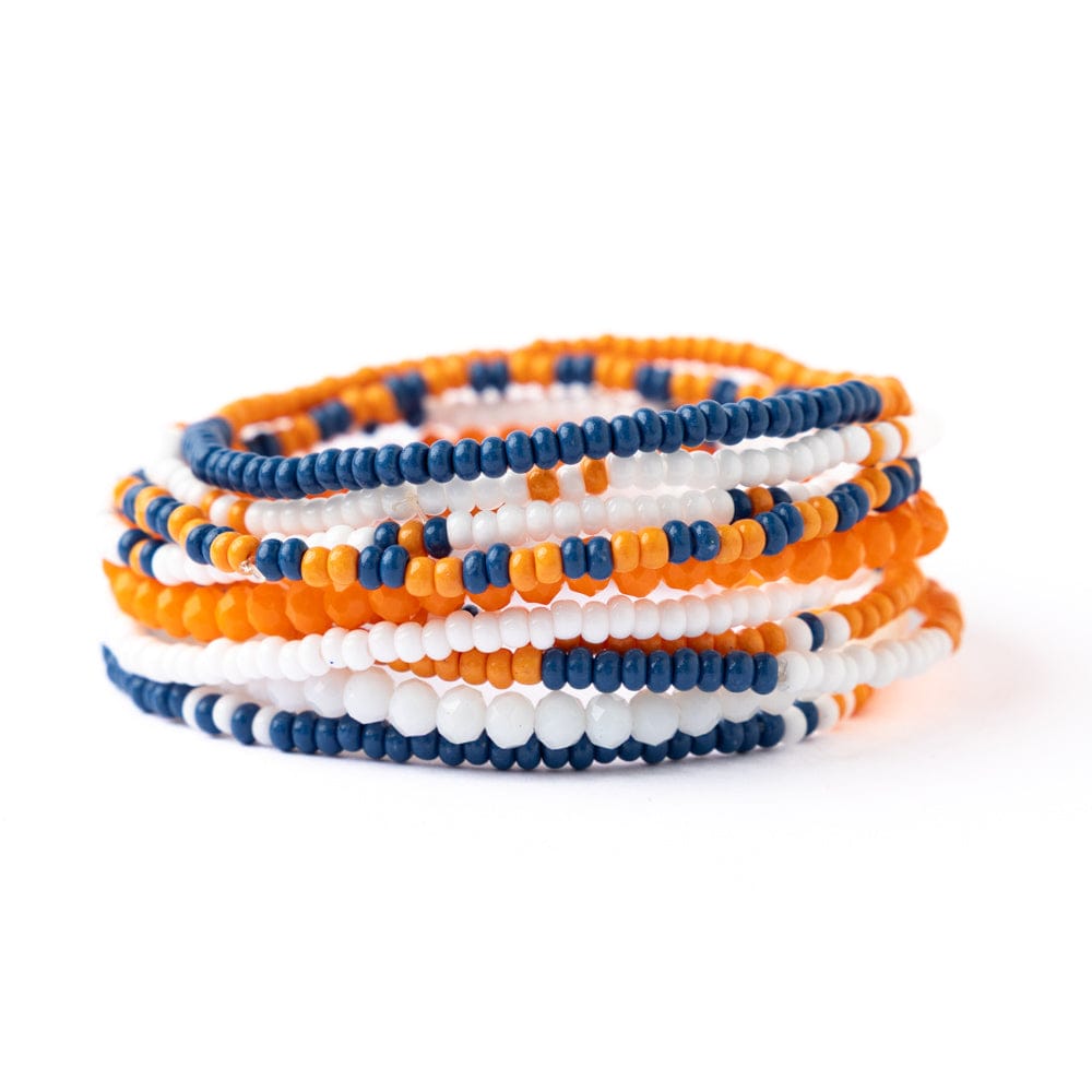 Game Day Color Block Beaded 10 Strand Stretch Bracelets Blue + Orange – INK+ALLOY, LLC