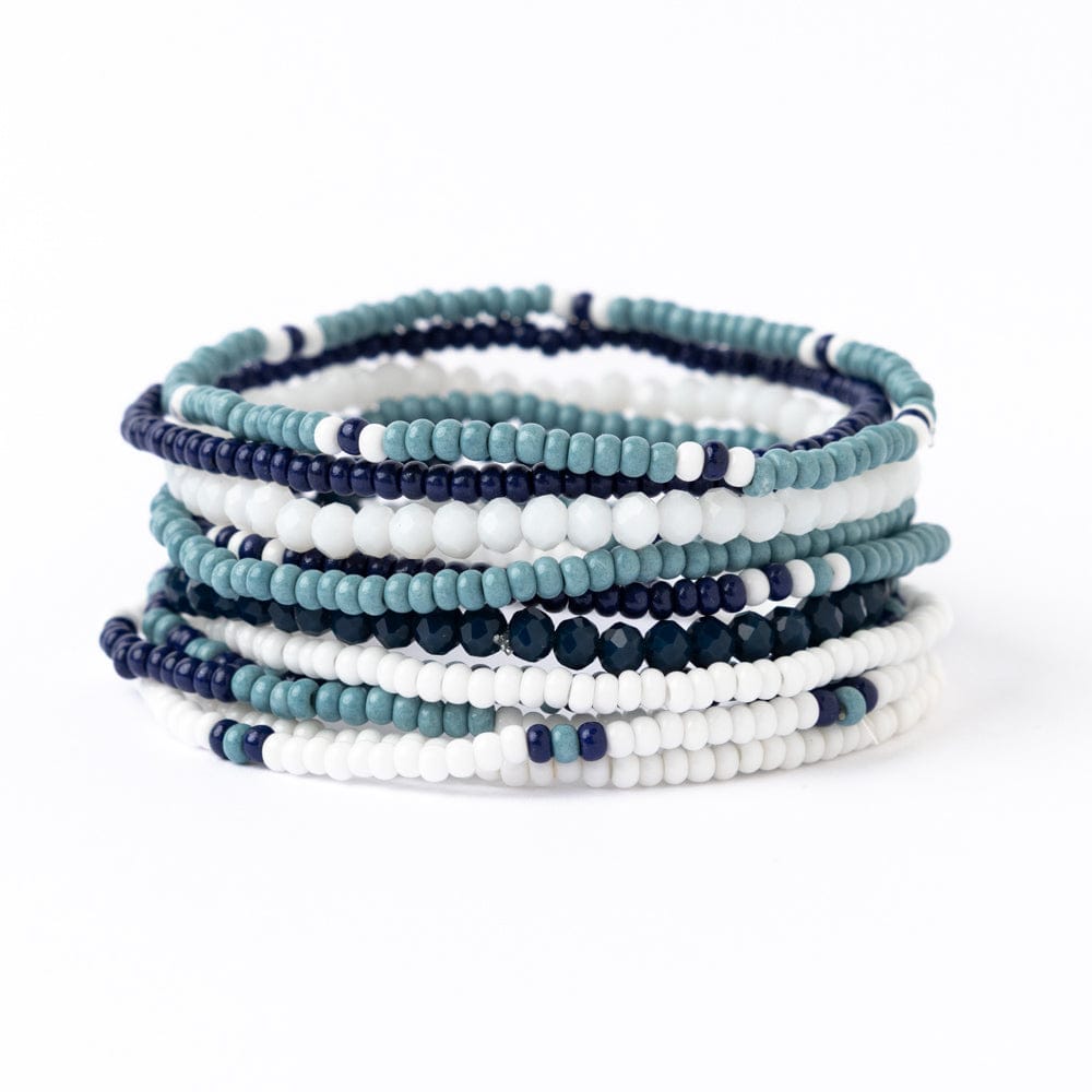 Game Day Color Block Beaded 10 Strand Stretch Bracelets Navy + Light B – INK+ALLOY, LLC