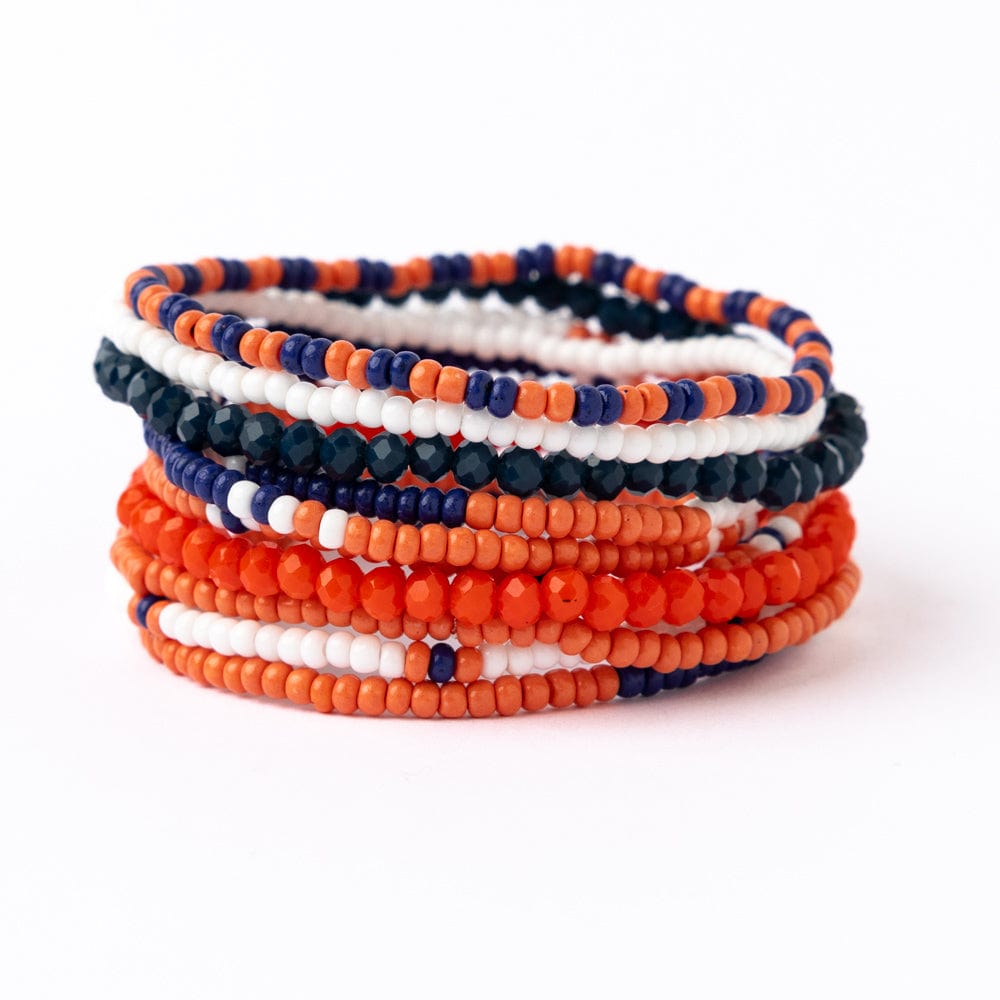 Game Day Color Block Beaded 10 Strand Stretch Bracelets Navy + Orange – INK+ALLOY, LLC