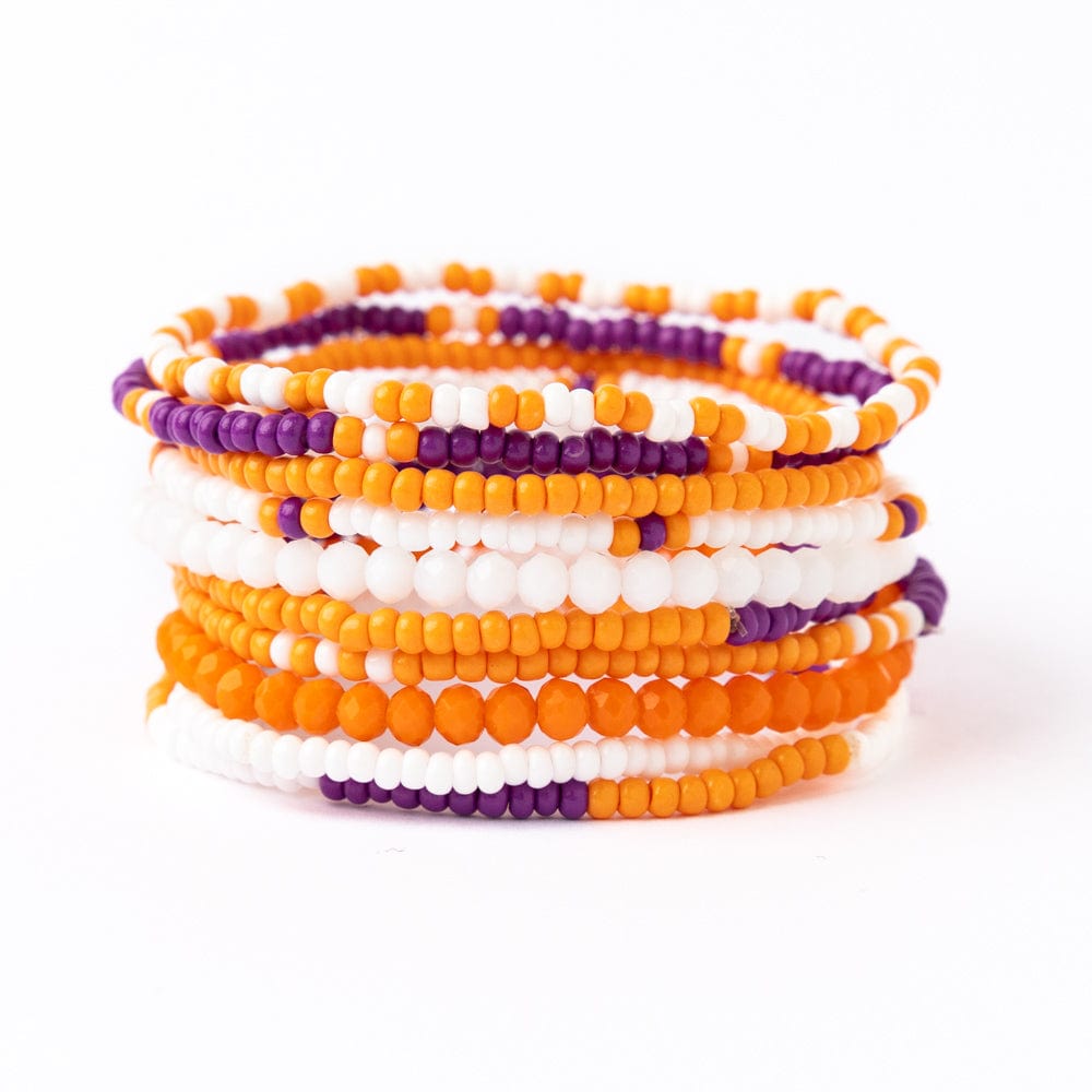 Game Day Color Block Beaded 10 Strand Stretch Bracelets Orange + Purpl – INK+ALLOY, LLC