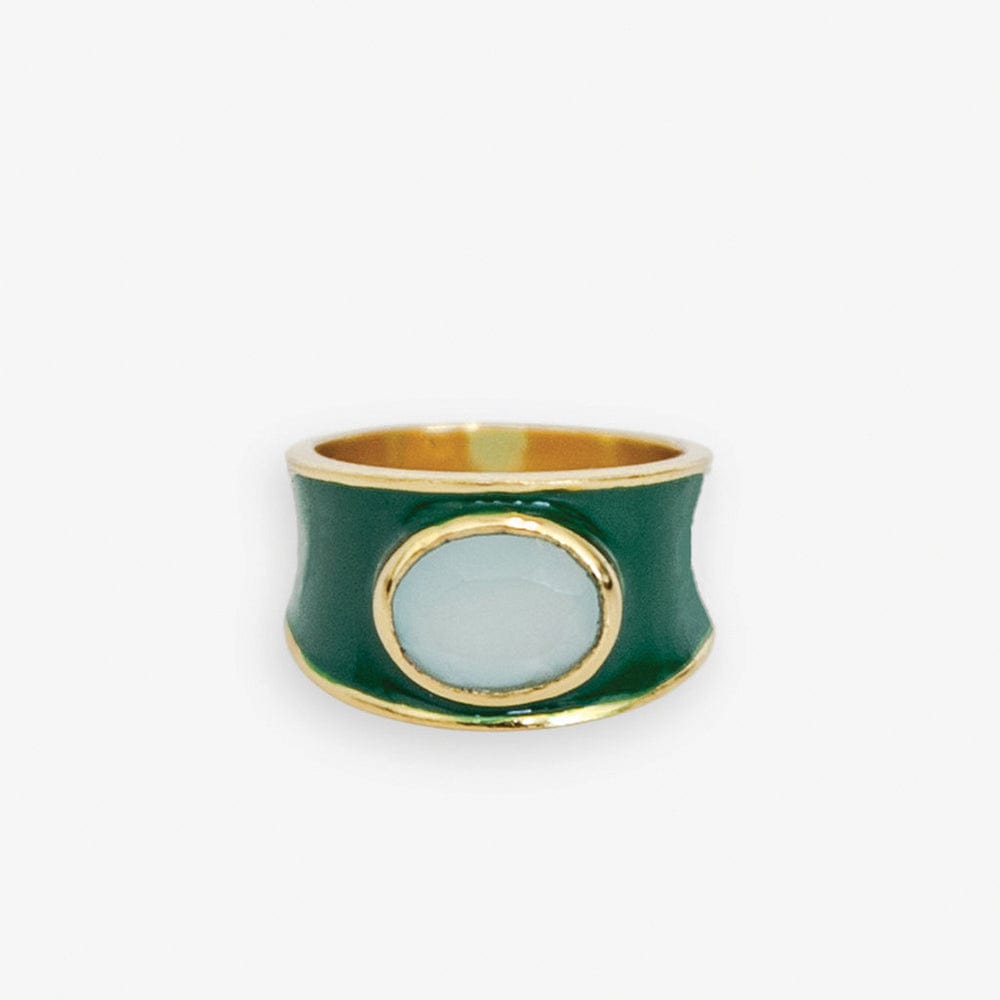 Hazel Oval Stone With Enamel Band Ring Green/Light Blue- Size 8 – INK ...