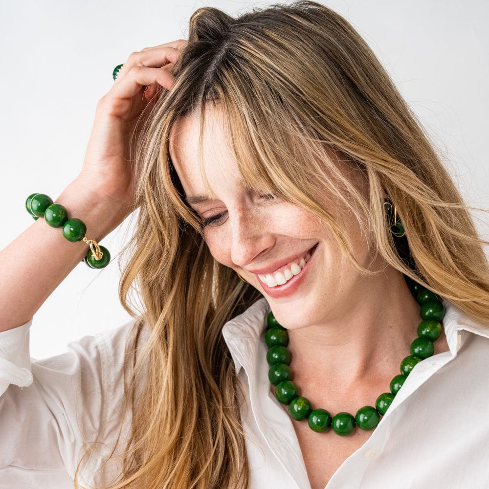 Iris Large Resin Bead Necklace Green – INK+ALLOY LLC