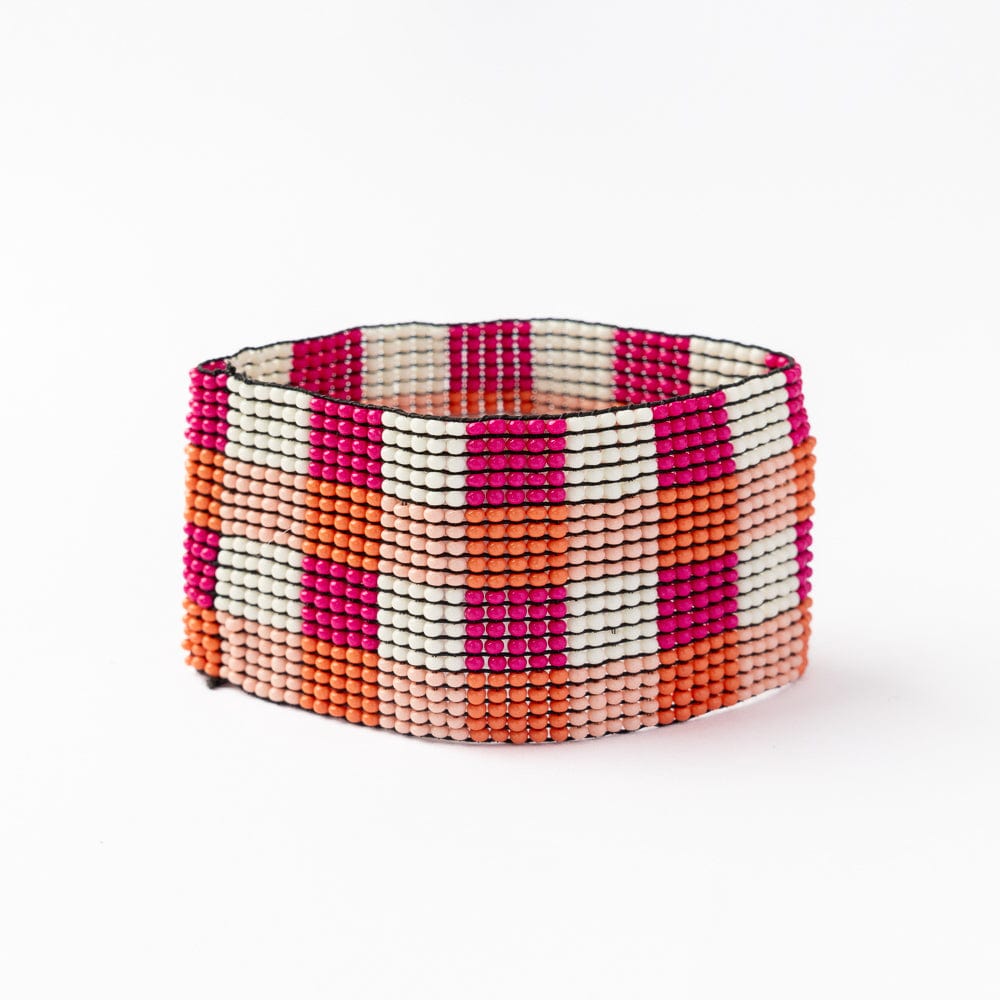 Kendall Gingham Beaded Stretch Bracelet Pink – INK+ALLOY, LLC