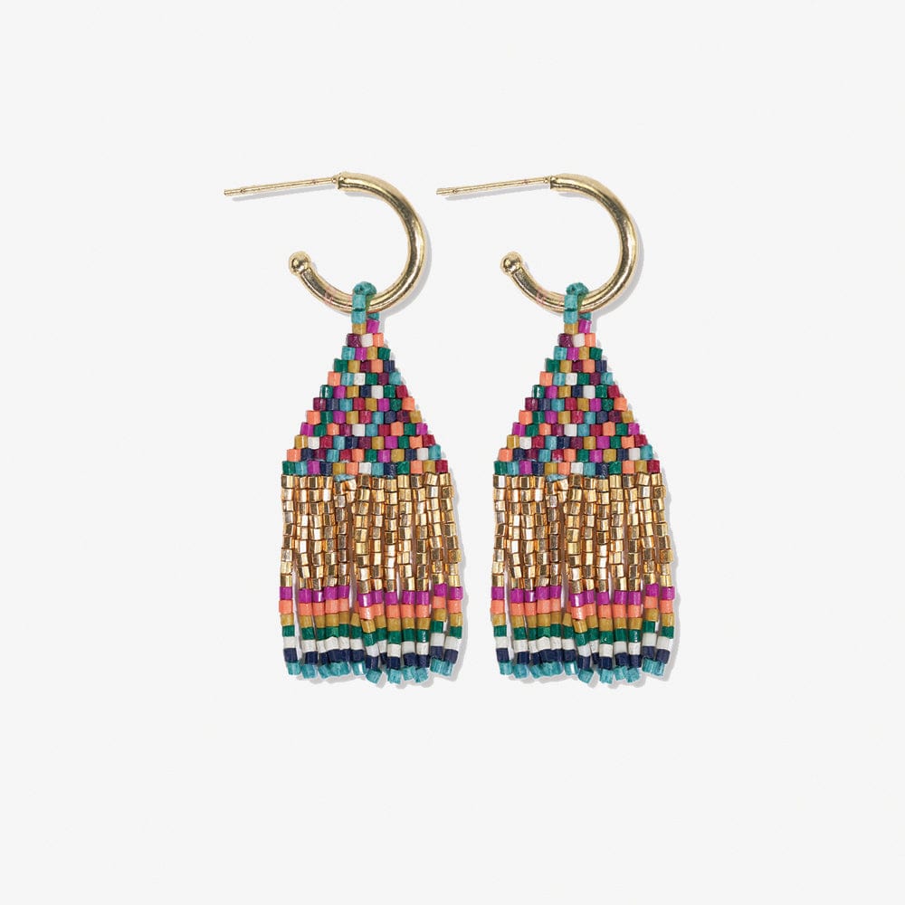 Leta Mini Gold Hoop Confetti Short Fringe Earrings Muted – INK+ALLOY LLC