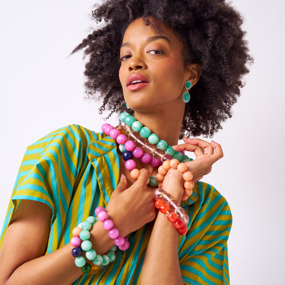 PREORDER - Margot Stripe Kaftan Aqua + Chartreuse – INK+ALLOY LLC