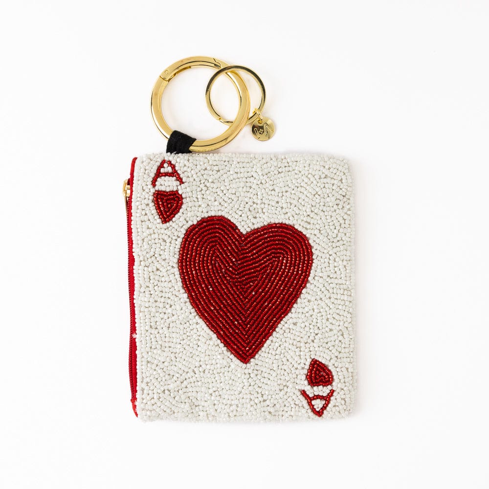 Mary Ace Of Hearts Card Beaded Coin Purse White – INK+ALLOY, LLC