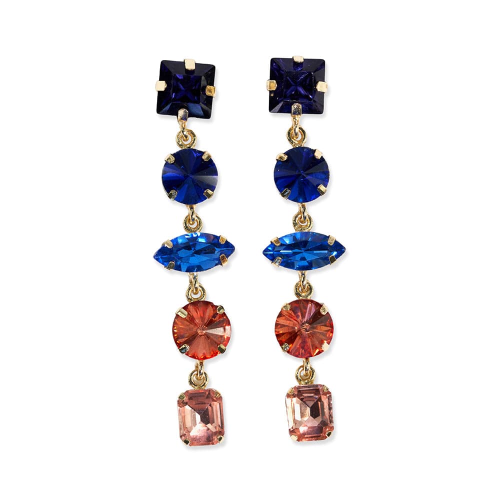 Priscilla 5-Tier Mixed Stones Drop Earrings Rust + Lapis – INK+ALLOY, LLC