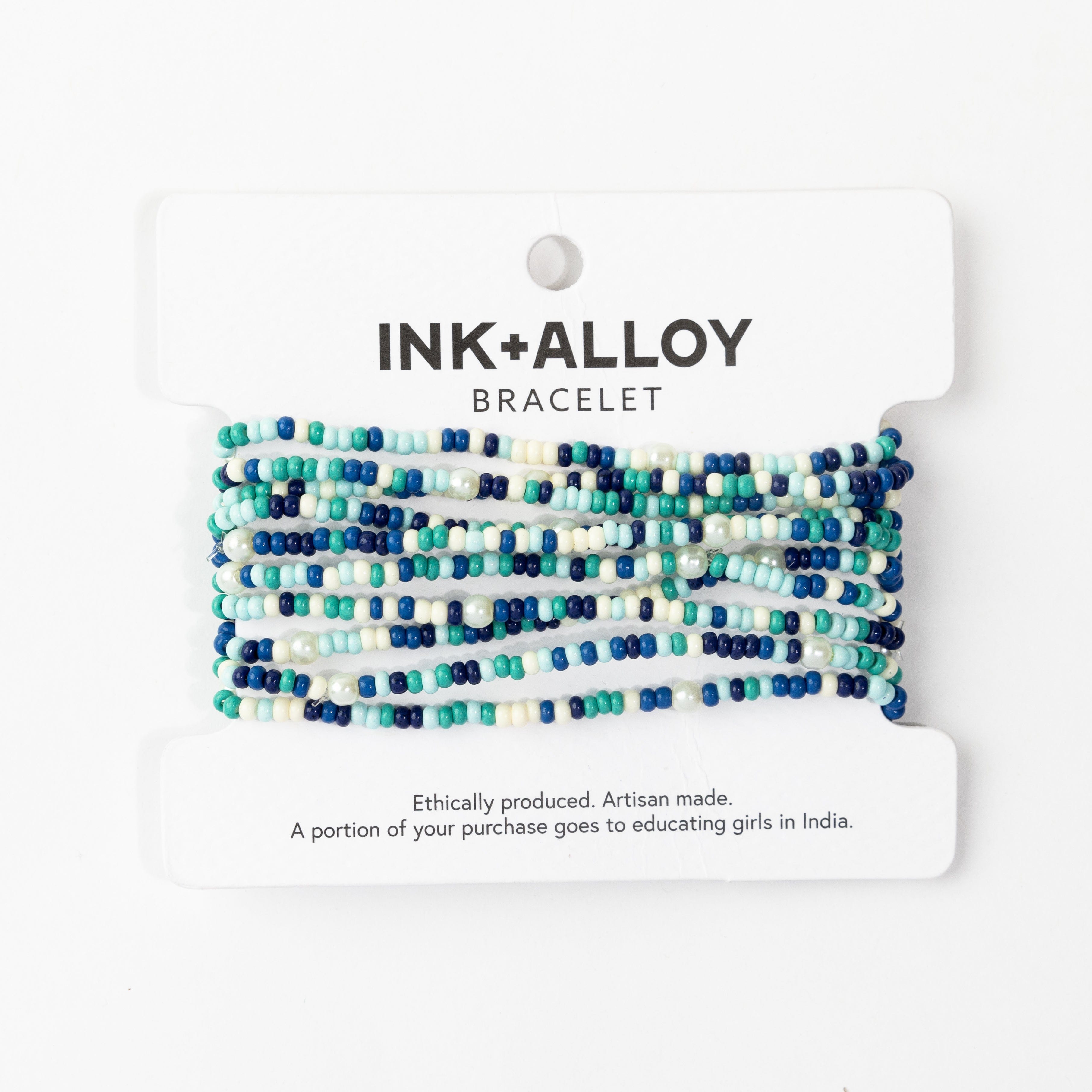 Sage Confetti Beaded 10 Strand Stretch Bracelets Blue – INK+ALLOY, LLC