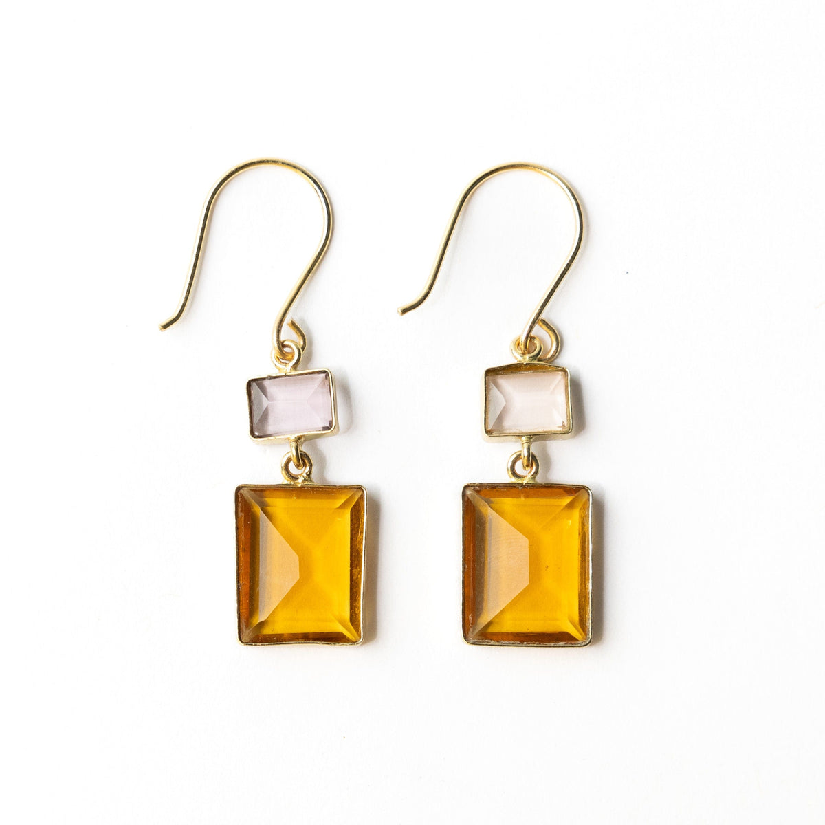 Veronica Two Tone Color Cut Glass Dangle Earring Amber – INK+ALLOY, LLC