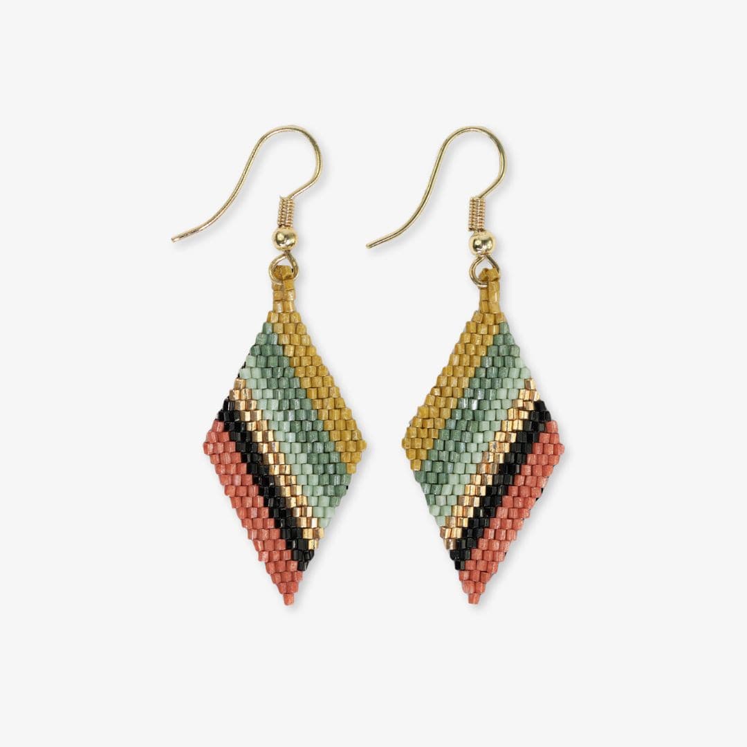 Zelda Angled Stripe Diamond Drop Earrings Greens + Rust – INK+ALLOY LLC
